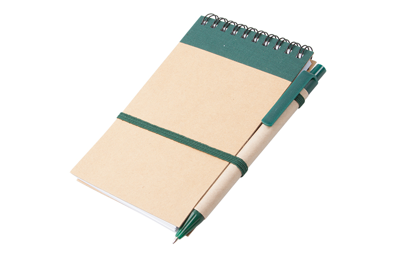 Reporter Block mit Kugelschreiber - vegane Werbeartikel