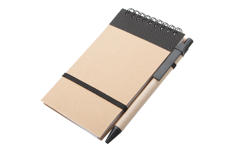 Reporter Block mit Kugelschreiber - vegane Werbeartikel